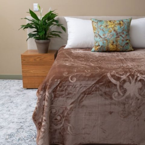 Pandora Faux Mink Blanket - Brown - Interiors