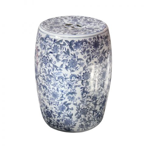 Stool - Ceramic Blue Flo 2 - Interiors